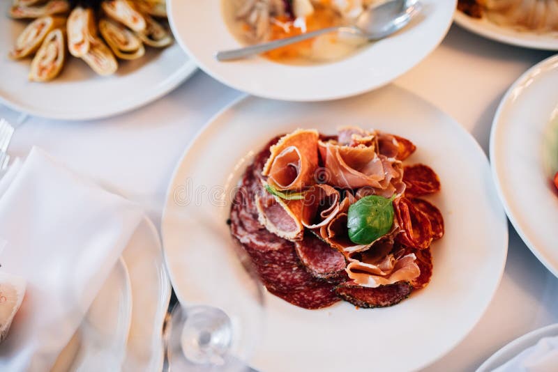 Serve of Table Wedding Reception Table Setting L Top View Stock Photo ...