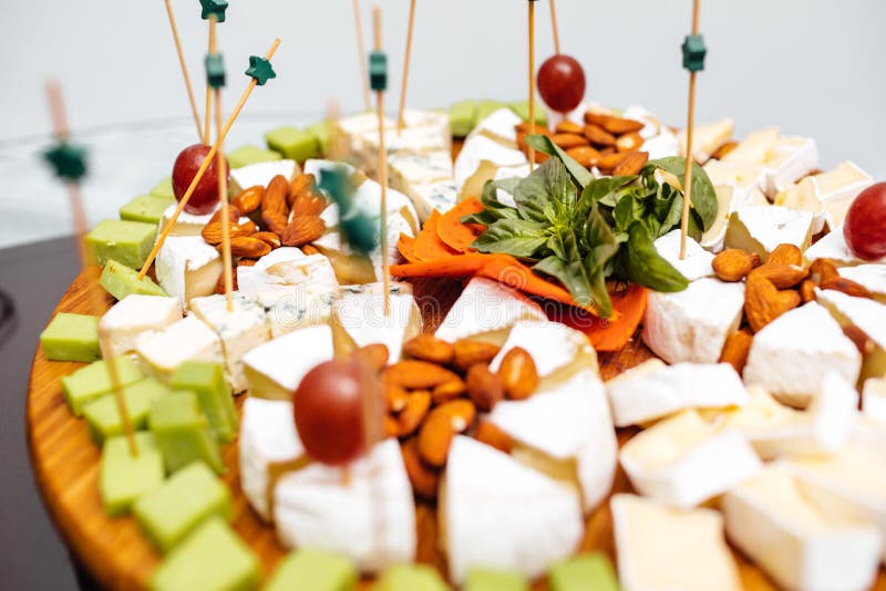 Tasting Cheese Dish . Delicious Cheese on the Table. Table Setting at a ...