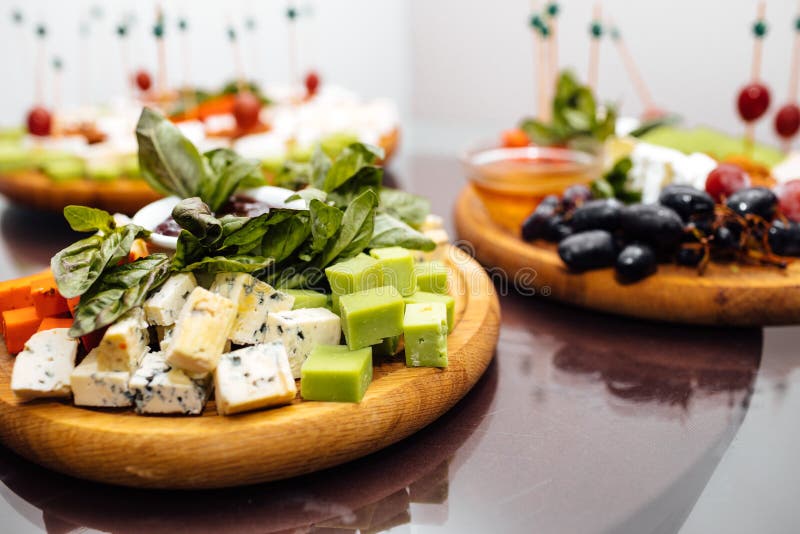 Tasting Cheese Dish . Delicious Cheese on the Table. Table Setting at a ...