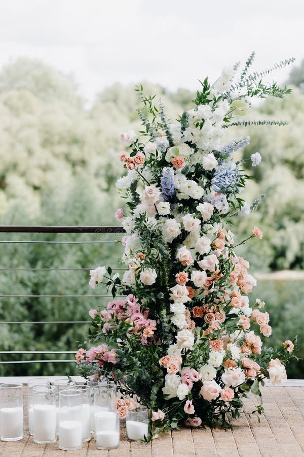 Wedding Reception and Wreath Backdrop Decorations Stock Image - Image ...