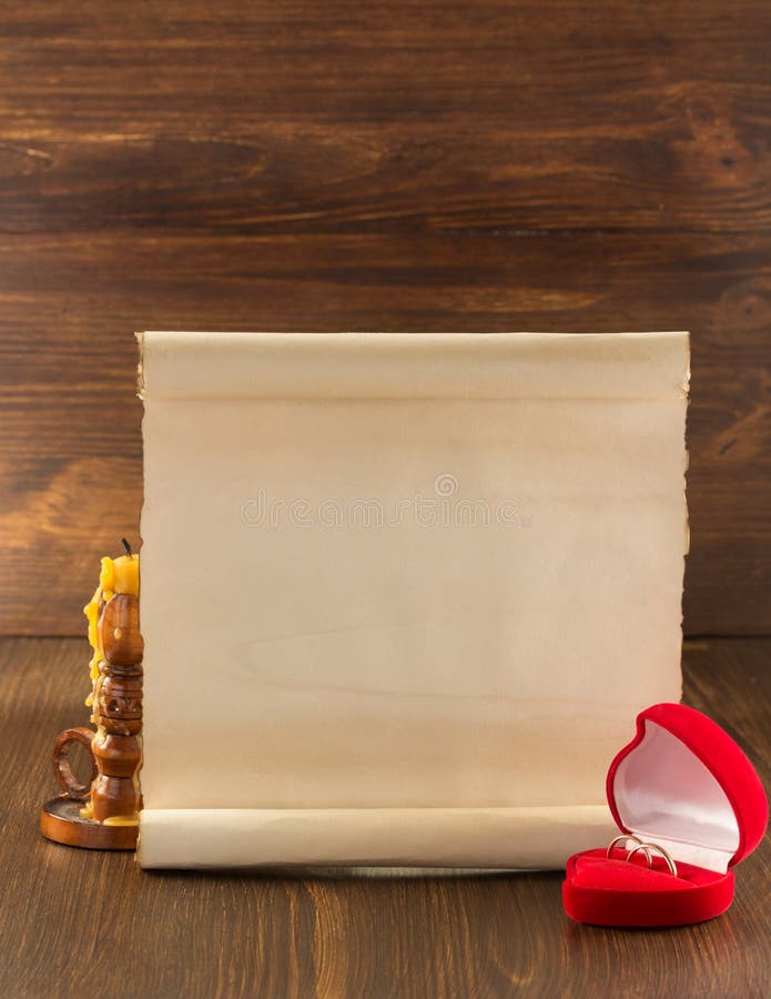 Wedding Ring and Aged Paper on Wood Stock Image - Image of note, empty ...