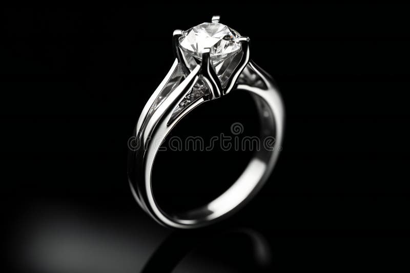 Wedding Ring on a Black Background, Black and White Photo Stock ...