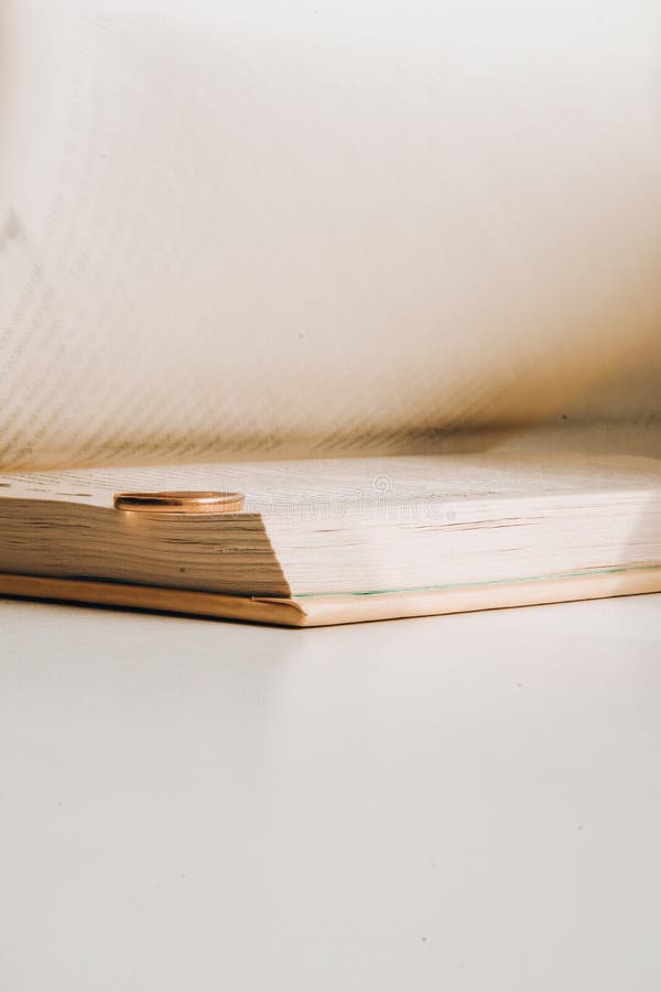 Wedding Ring in the Book Pages Jewelry Stock Image - Image of books ...