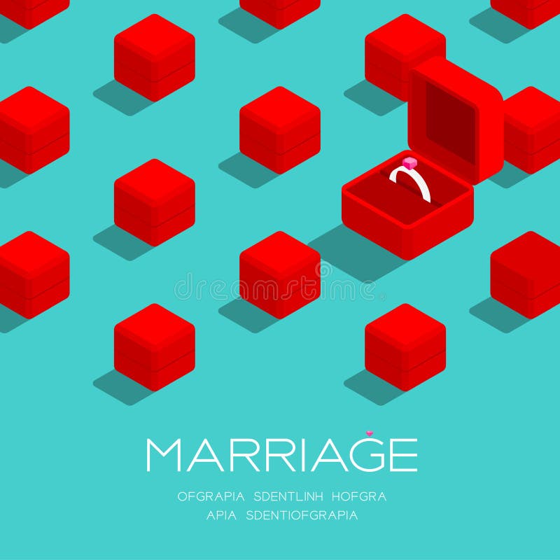 Wedding Ring Box Red Color 3D Isometric Pattern, Marriage Concept ... Wedding Ring Box Red Color 3D Isometric Pattern, Marriage Concept ...