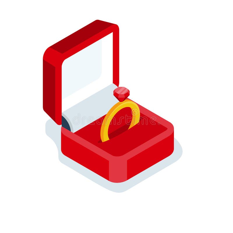 Wedding Ring in the Box. Vector Illustration Isometric 3d Design Stock ...