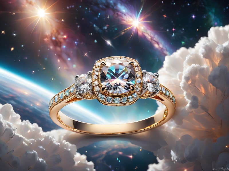 Wedding Ring with Celestial Background in the Galaxy of Love with ...