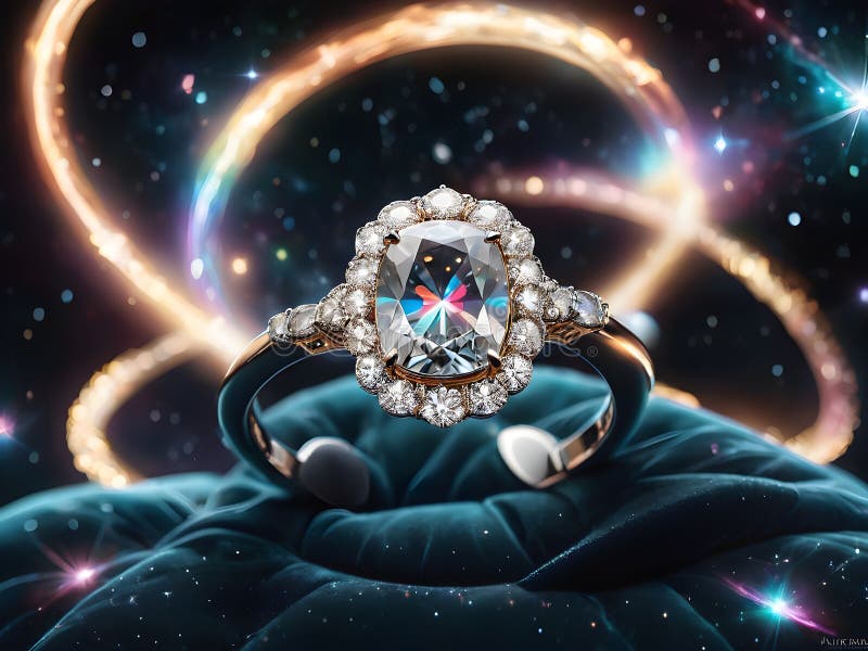 Wedding Ring with Celestial Background in the Galaxy of Love Stock ...