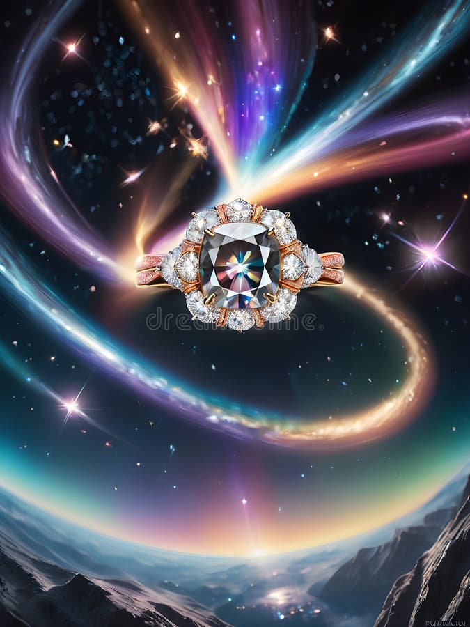 Wedding Ring with Celestial Background in the Galaxy of Love Surrounded ...