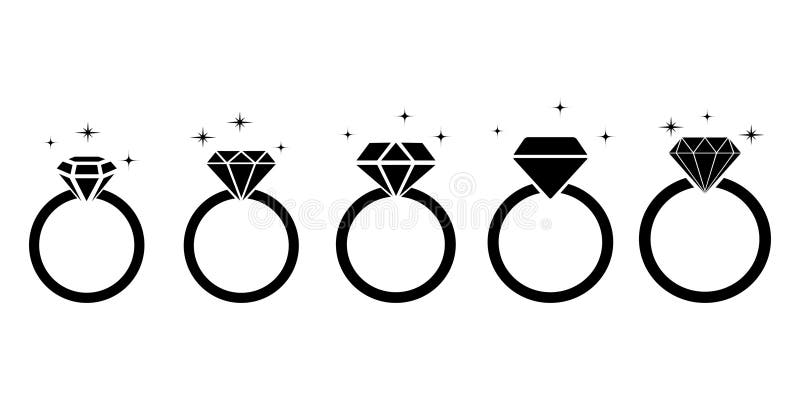 Wedding Ring or Diamond Ring Flat Icon Stock Vector - Illustration of jewel, shiny: 314173845