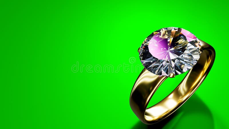 Wedding Ring with Diamond on Green Screen with Free Place on Left ...