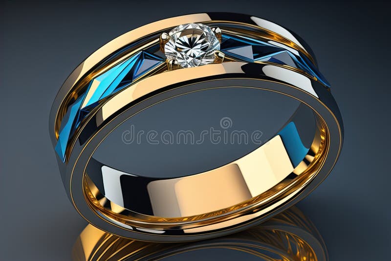 Wedding Ring with Diamonds on a Solid Color Background. Jewelry Stock ...