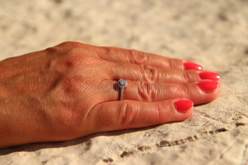 Wedding Ring on the Finger of the Bride Stock Image - Image of females ...