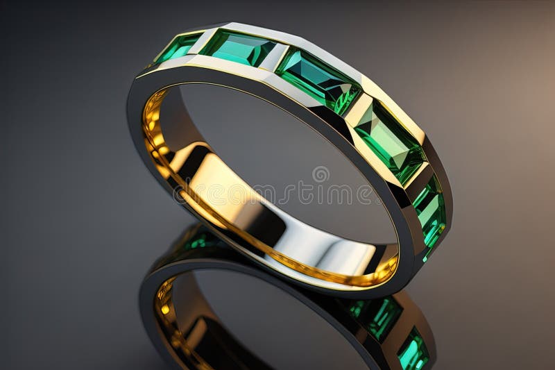 Wedding Ring with Green Emerald. Generative Ai Stock Illustration ...