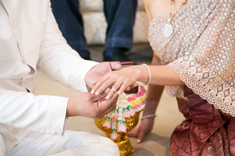 Wedding Ring,groom and Bride Hand in Wedding Ceremony 1 Stock Image ...