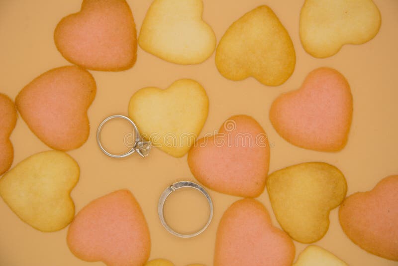 Wedding Ring and Heart Shape Cookie for Valentine`s Day Stock Image ...