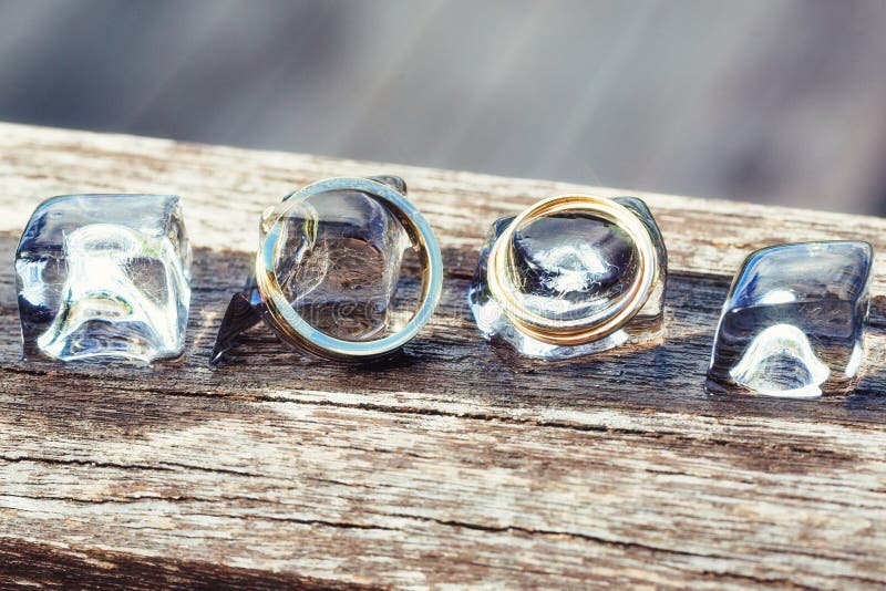 Wedding Ring with Ice Cubes Stock Image - Image of celebration, macro ...