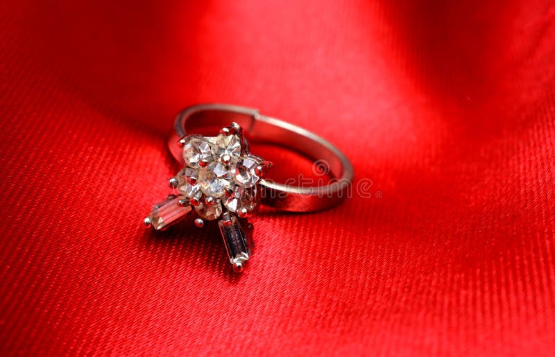 Wedding Ring Isolated on Red Shiny Background Stock Image - Image of ...
