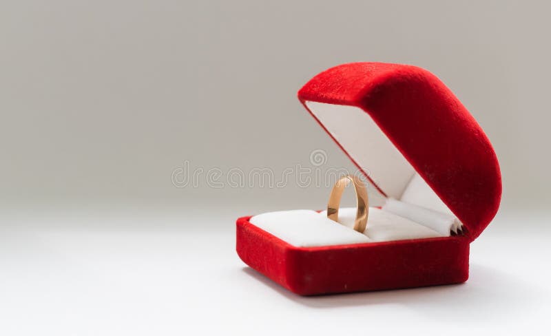 Wedding ring in a red box stock photo. Image of isolated - 255282840