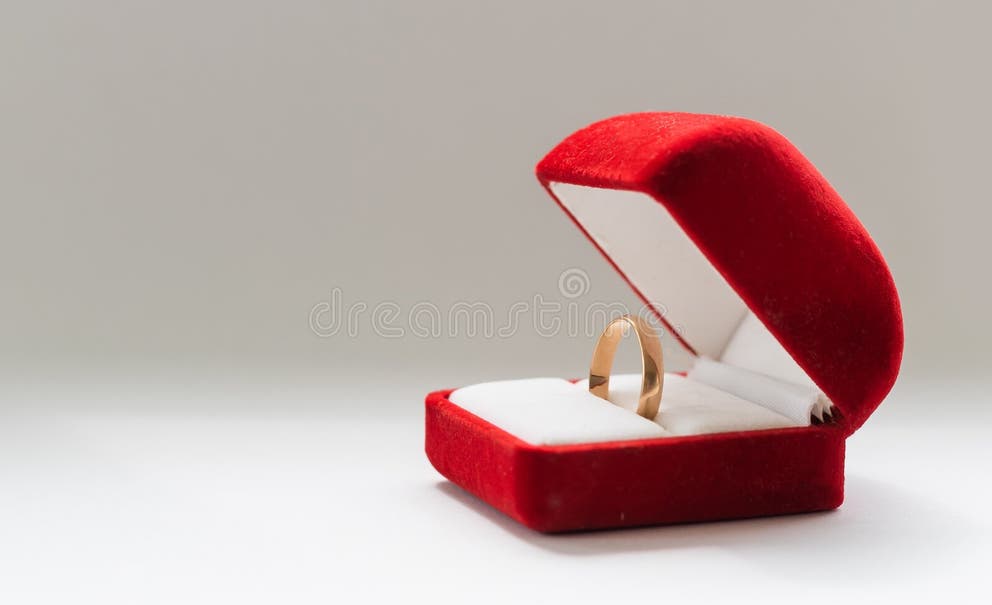 Wedding ring in a red box stock photo. Image of isolated - 255282840