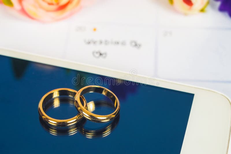 Wedding Ring on Screen of Smart Phone Love Stock Photo - Image of ...
