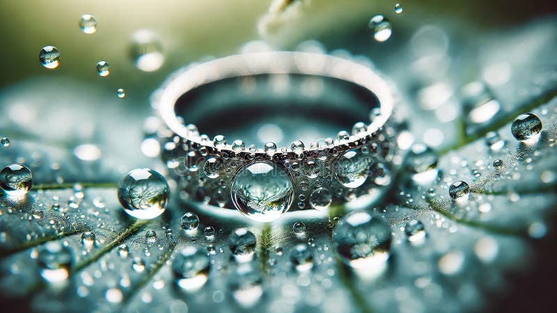 Wedding Ring with Tiny Raindrops on Its Surface Stock Illustration - Illustration of soft ...
