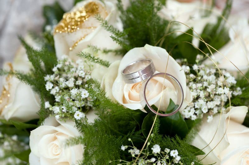 A Blue Roses and Wedding Rings Stock Photo - Image of jewel, beautiful ...
