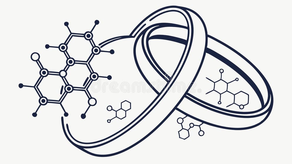Wedding Rings with Abstract Molecular Structure, Vector Design ...