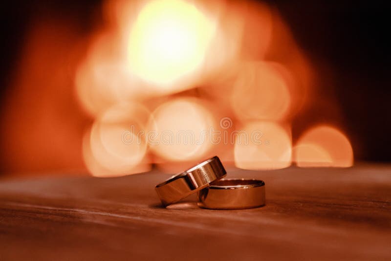 Wedding Rings Against the Background of Fire Stock Image - Image of ...