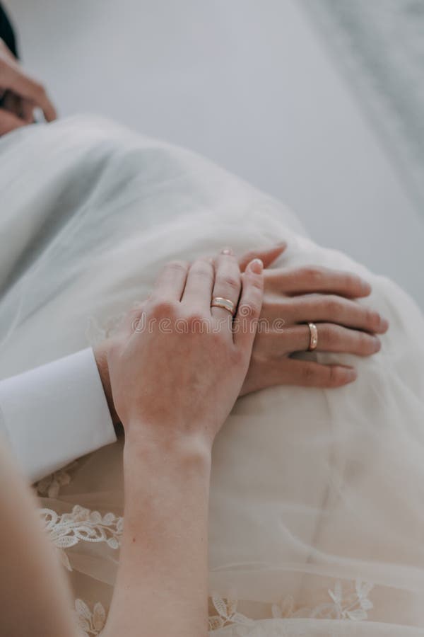 Wedding Rings B W. Hands of Bride and Groom with Rings Stock Image ...