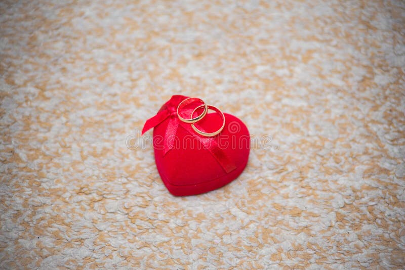 Wedding Rings in a Beautiful Red Box Stock Photo - Image of decorating ...