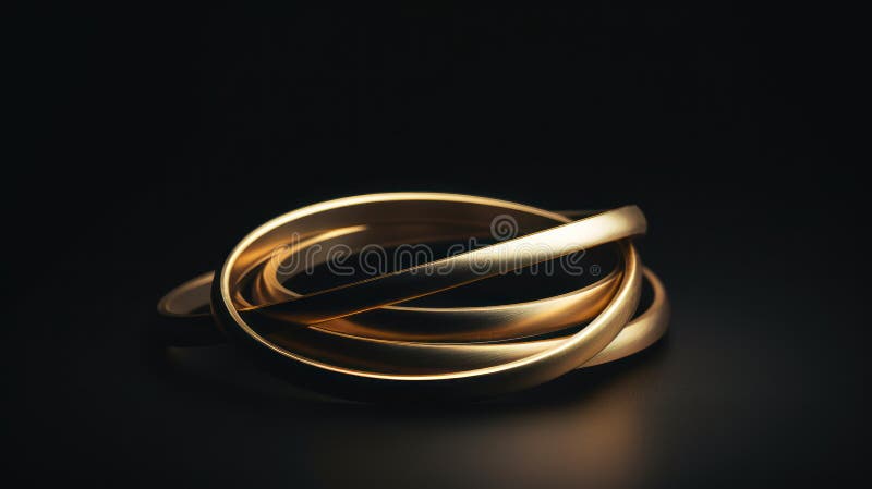 Wedding Rings on a Black Background. 3D Rendering Stock Illustration ...