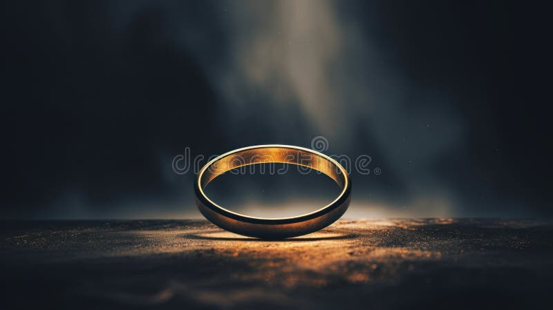 Wedding Rings on a Black Background with Smoke. 3d Rendering Generative ...