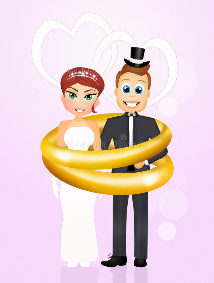 Wedding Rings for Bride and Groom Stock Illustration - Illustration of ...