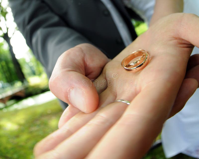 Wedding Rings on the Bride Hand Stock Image - Image of love, ceremony ...