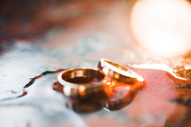 Wedding Rings on Ceremony at Church. Macro. Stock Photo - Image of love ...