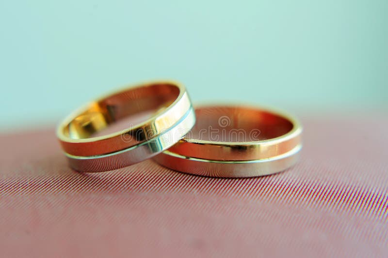Wedding Rings, Close-up. Two Gold Rings, Blurred Background Stock Photo ...
