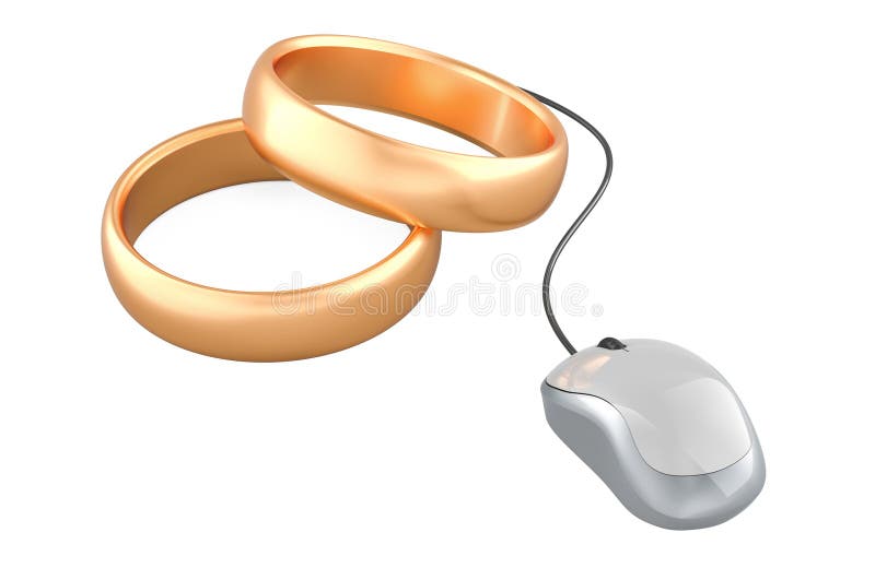 Wedding Rings with Computer Mouse. Online Marriage Service, Wedding ...