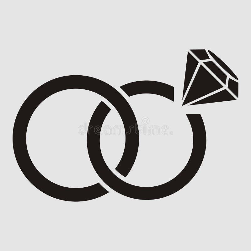 Wedding rings with diamond stock vector. Illustration of outline - 83928015