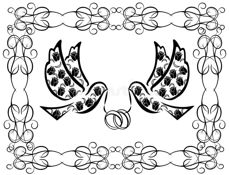 Wedding rings with doves stock vector. Illustration of couples - 358615421