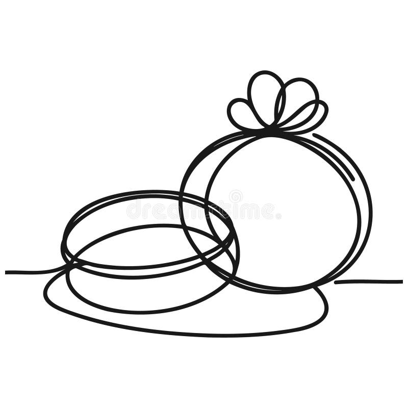 Wedding Rings are Drawn in One Line Style on a White Background. Vector ...