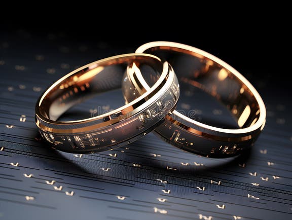Wedding Rings with an Electronic Smart System Stock Illustration ...