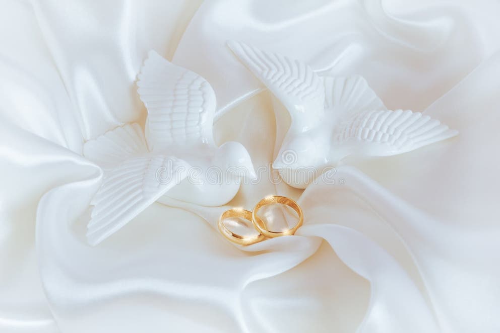 Wedding Rings and Figurines of Doves Stock Photo - Image of rings ...