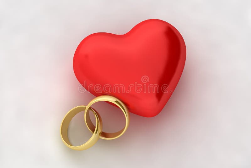 Wedding rings and heart stock illustration. Illustration of married ...