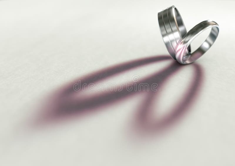 Wedding Rings Heart Shadow stock illustration. Illustration of isolated ...