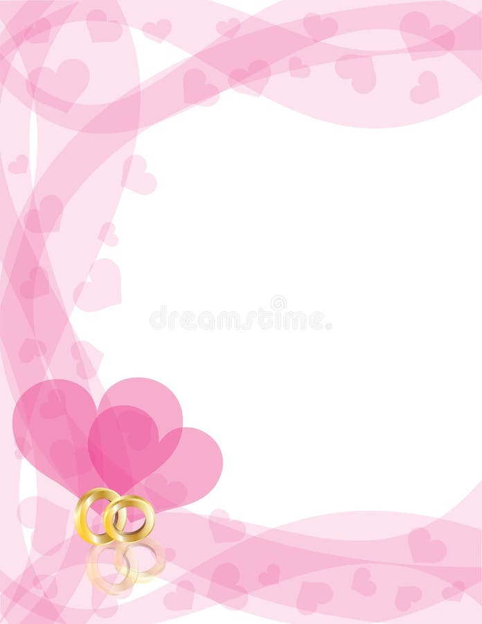 Wedding Rings on Heart Swirls Border Stock Vector - Illustration of ...