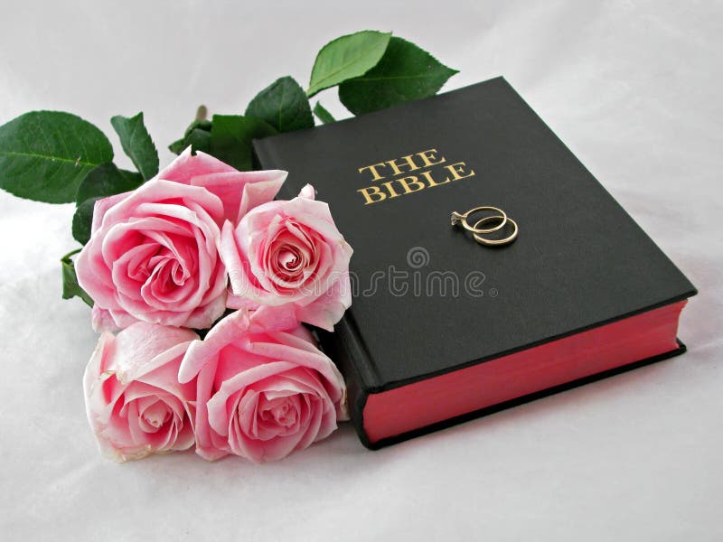 Wedding Rings on Holy Bible Stock Image - Image of matrimonial, couple ...