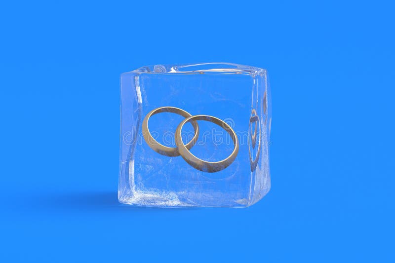 Wedding rings in ice cube stock illustration. Illustration of pair ...
