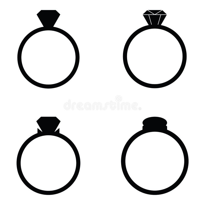 Rings Icons. Engagement or Wedding Ring with Diamond. Ring with Diamond ...