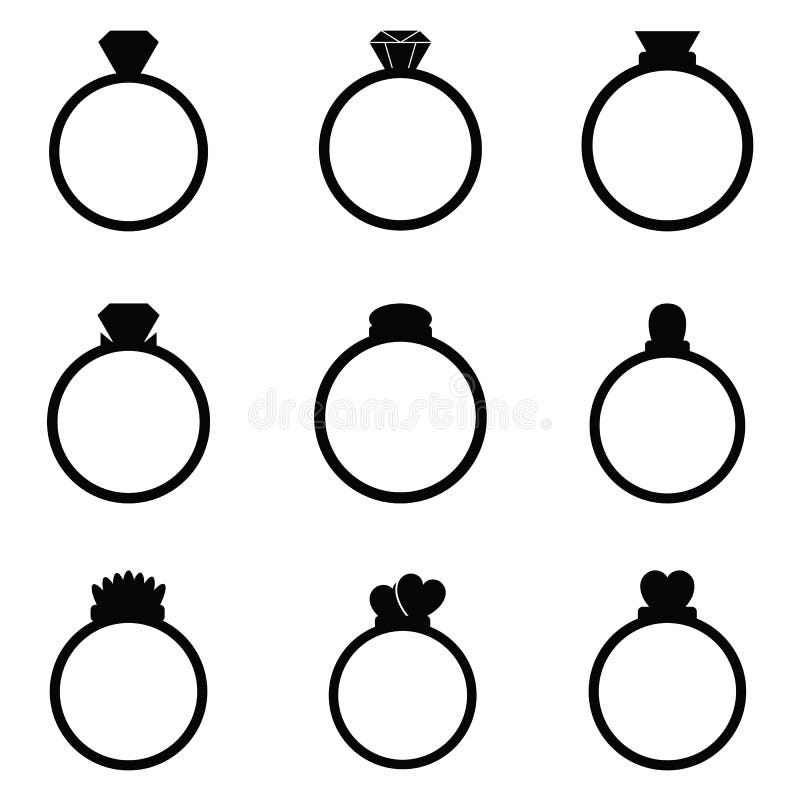Wedding rings icons set stock vector. Illustration of proposal - 102686259