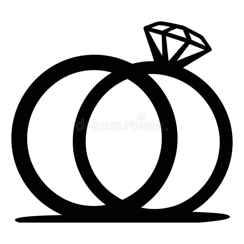Wedding Rings Intertwined Silhouette Stock Vector - Illustration of ...